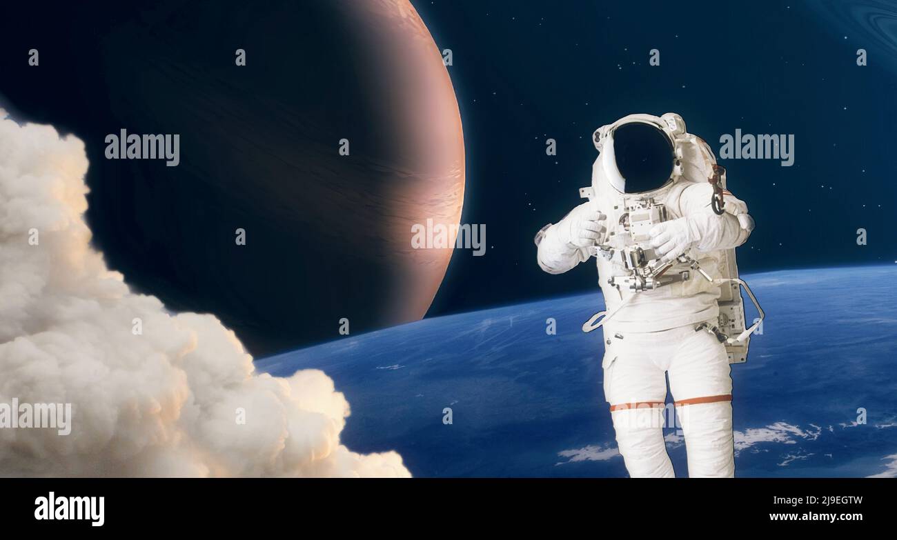 Astronaut in outer space. Galaxy and Nebula space art. Wallpaper with ...