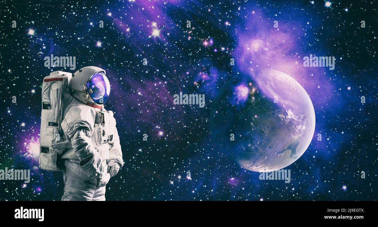 Astronaut in outer space. Galaxy and Nebula space art. Wallpaper with ...
