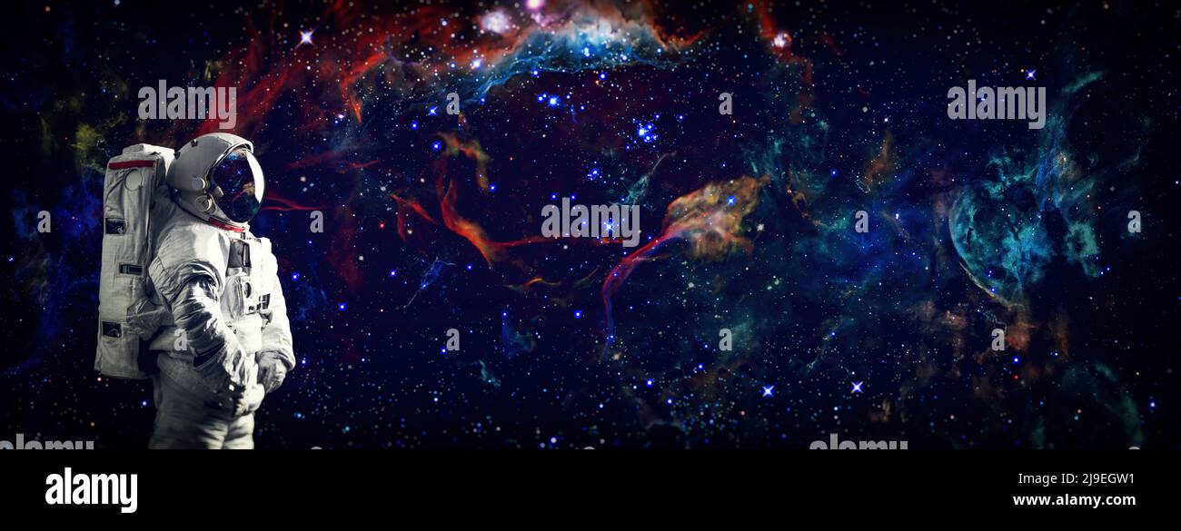 Astronaut in outer space.Cosmic art, science fiction wallpaper. Beauty ...