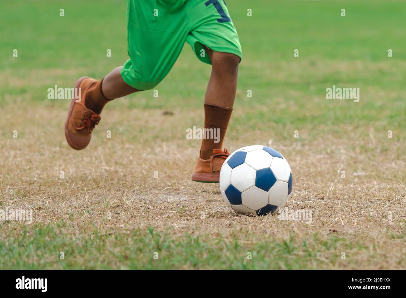 Football soccer children training class. Kindergarten and elementary ...