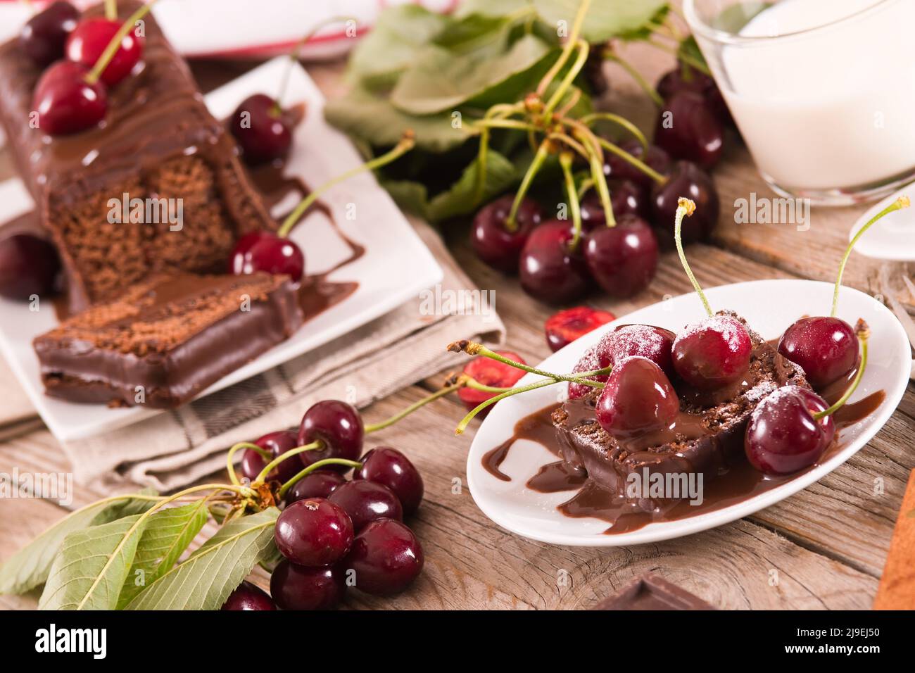 Chocolate pound cake with cherries Stock Photo - Alamy