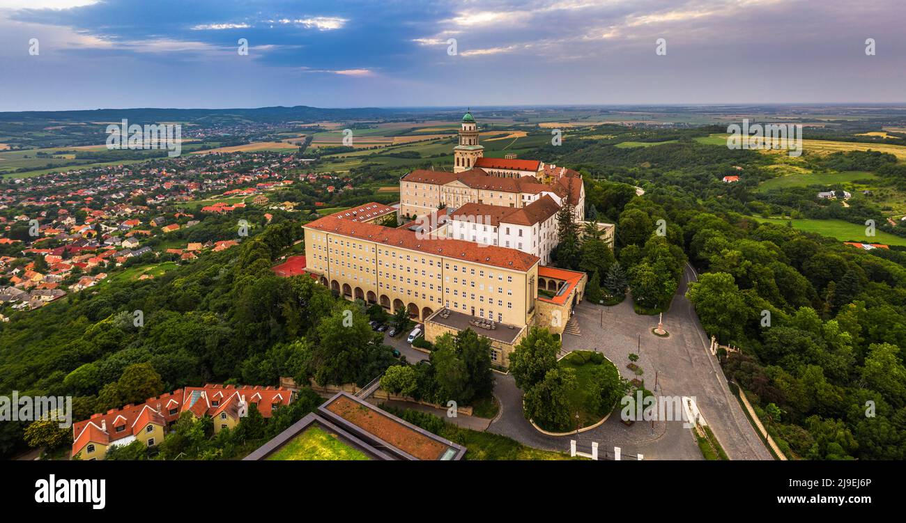 Pannonhalma, Hungary - Aerial panoramic view of the beautiful Millenary ...