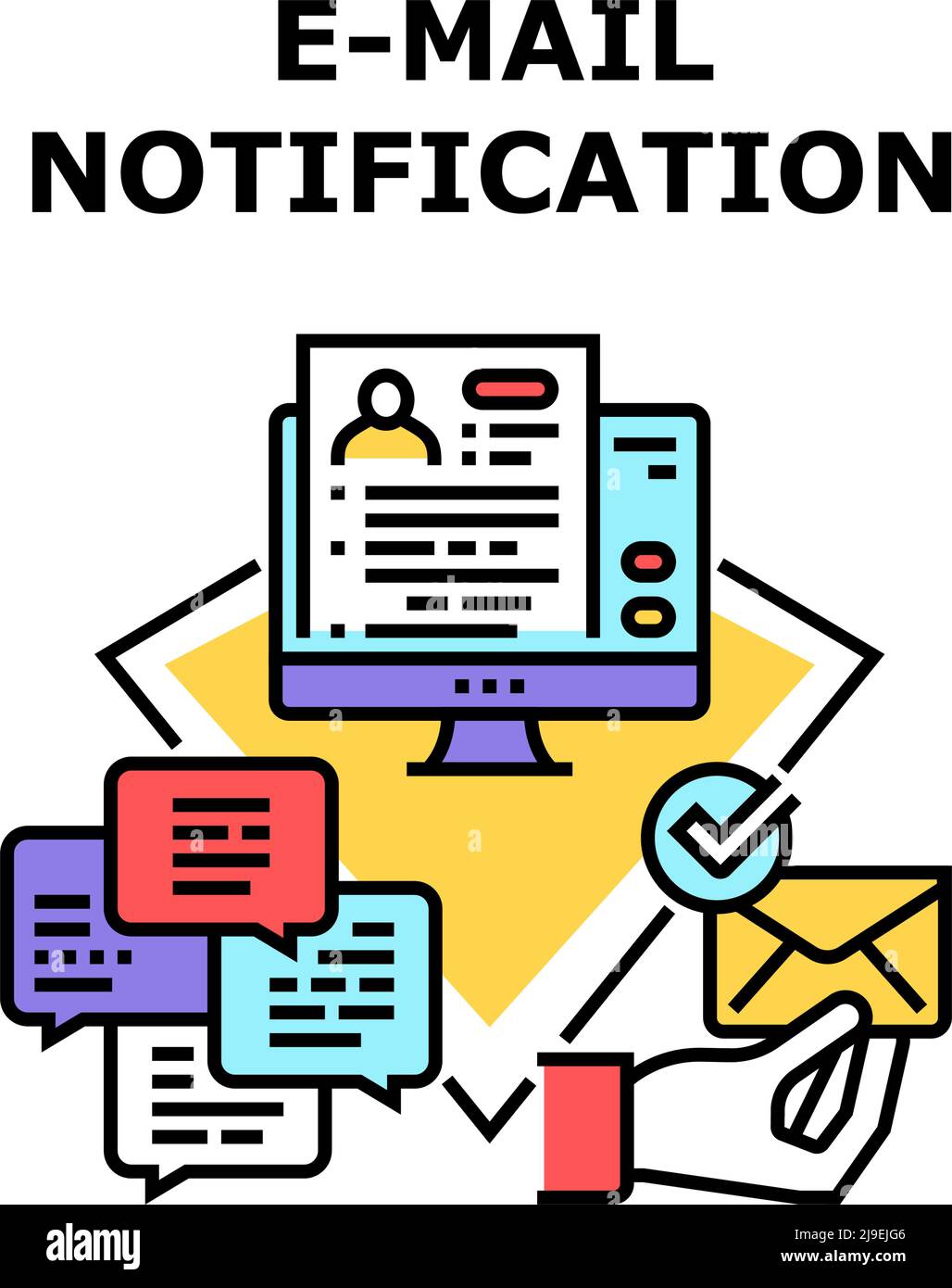 E-mail Notification Vector Concept Color Illustration Stock Vector ...