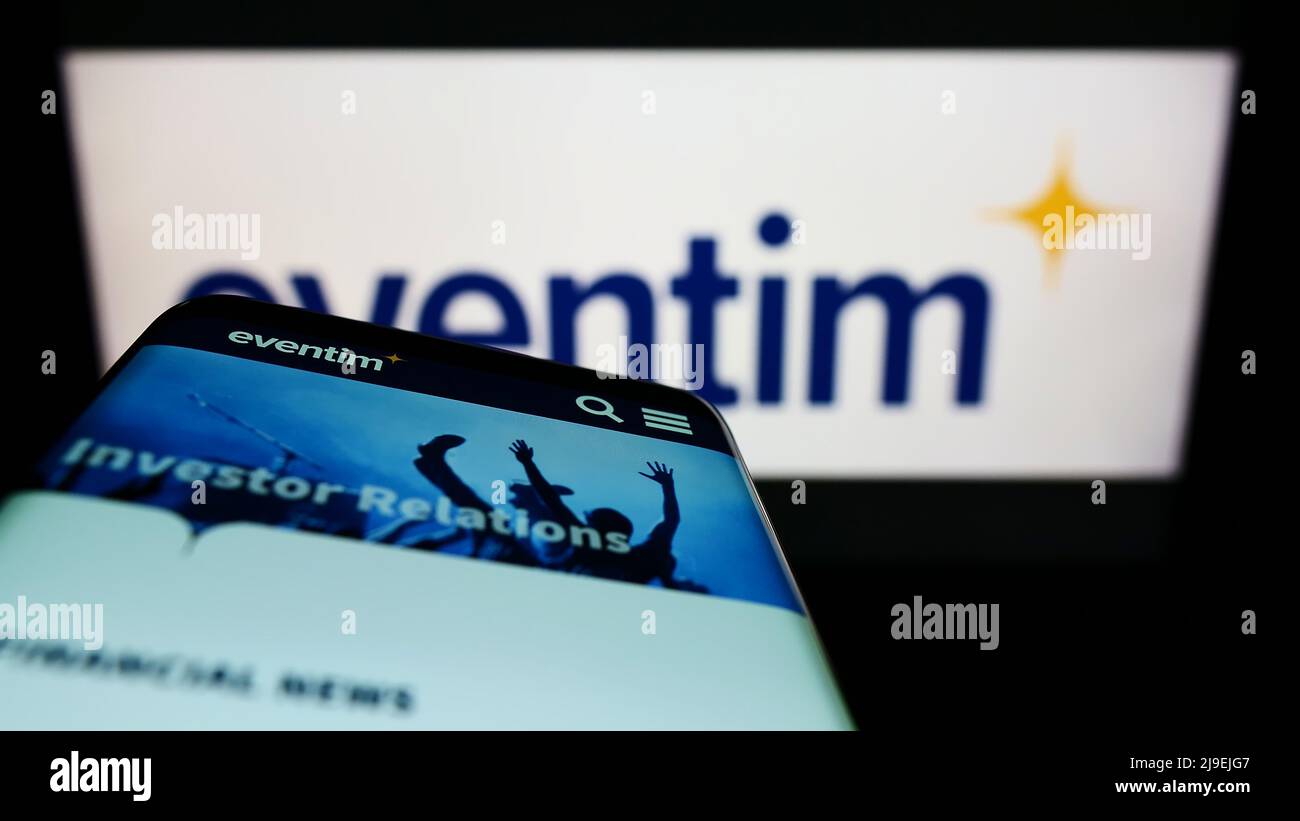 Mobile phone with webpage of German ticketing company CTS Eventim AG Co ...