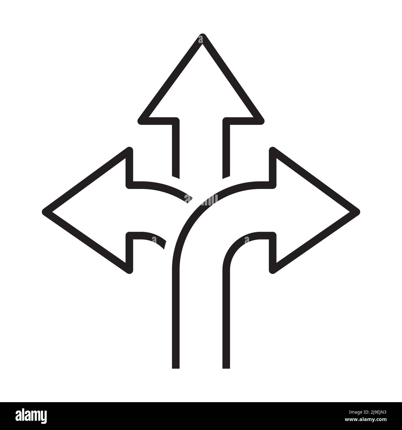 Three-way direction arrow icon vector, road direction sign for graphic ...