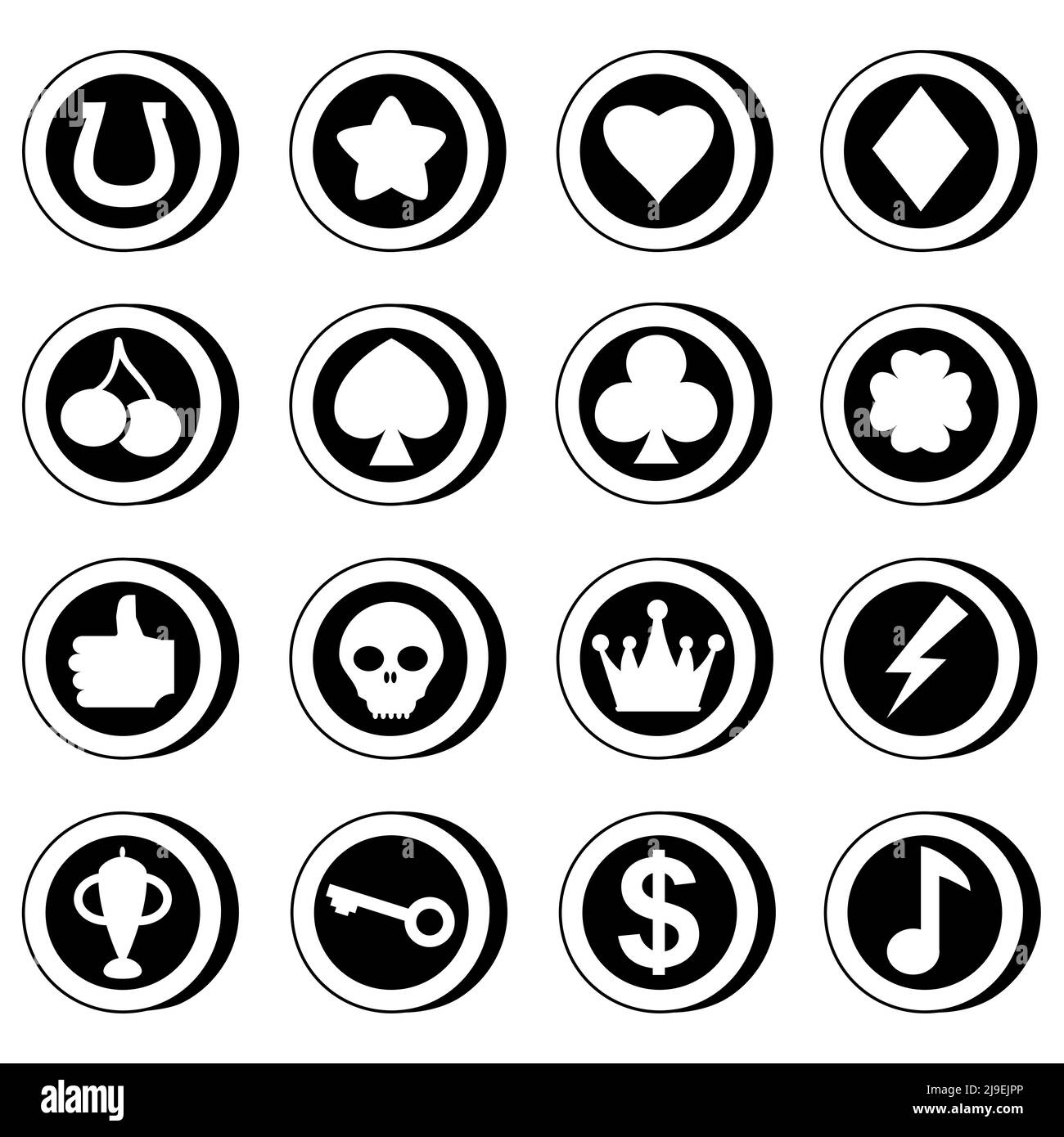 Casino Slot Machine Set Icons, shape. Gambling symbols, objects. Vector ...