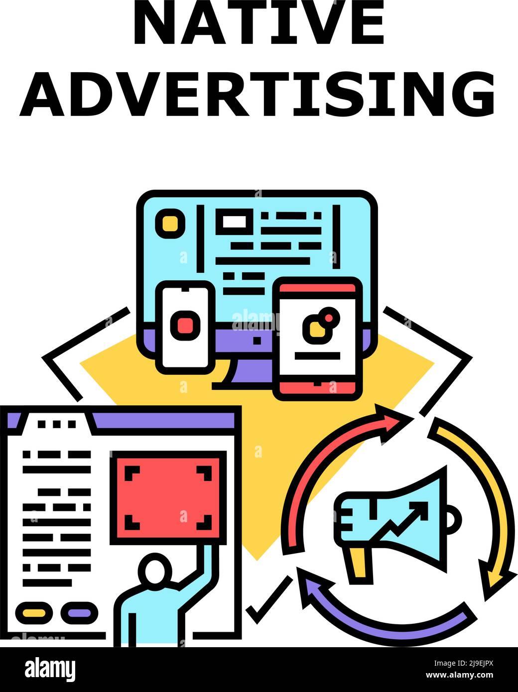 Native Advertising Concept Color Illustration Stock Vector Image & Art ...