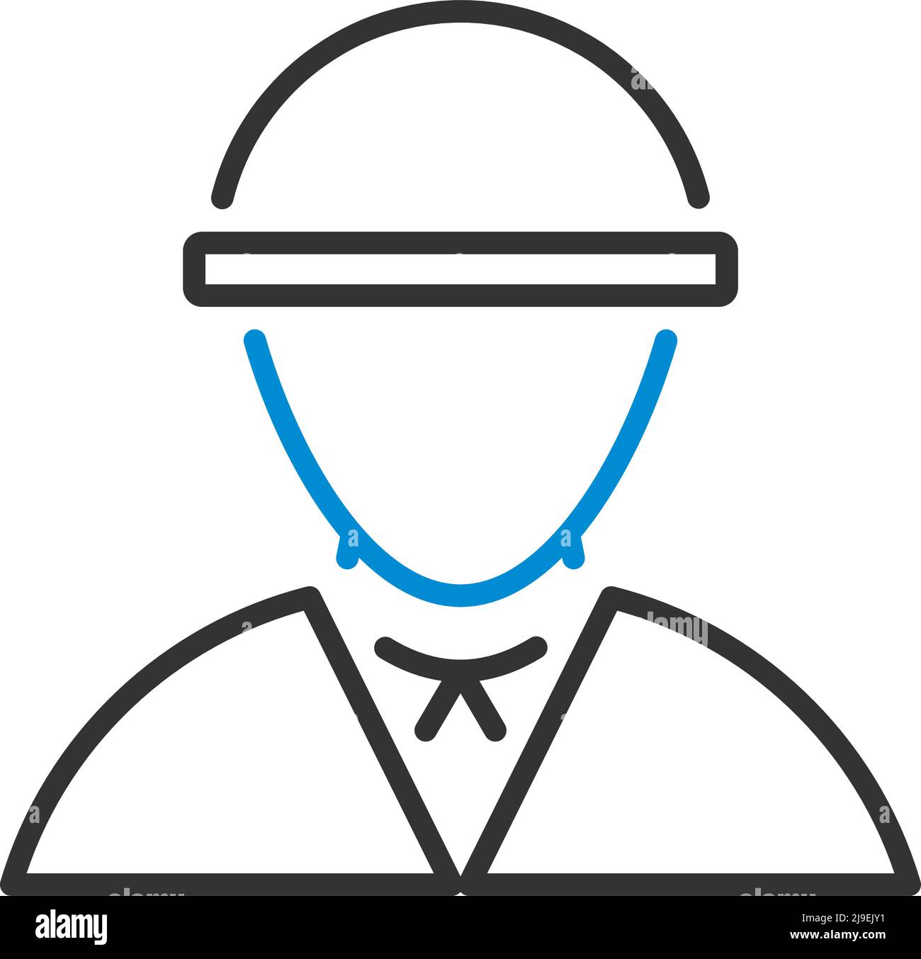 Icon Of Construction Worker Head In Helmet. Editable Bold Outline With ...