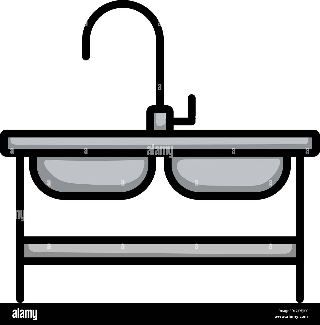 Icon Of Double Sink. Editable Bold Outline With Color Fill Design ...