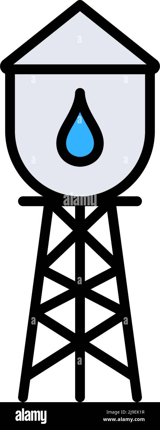 Water Tower Icon. Editable Bold Outline With Color Fill Design. Vector ...
