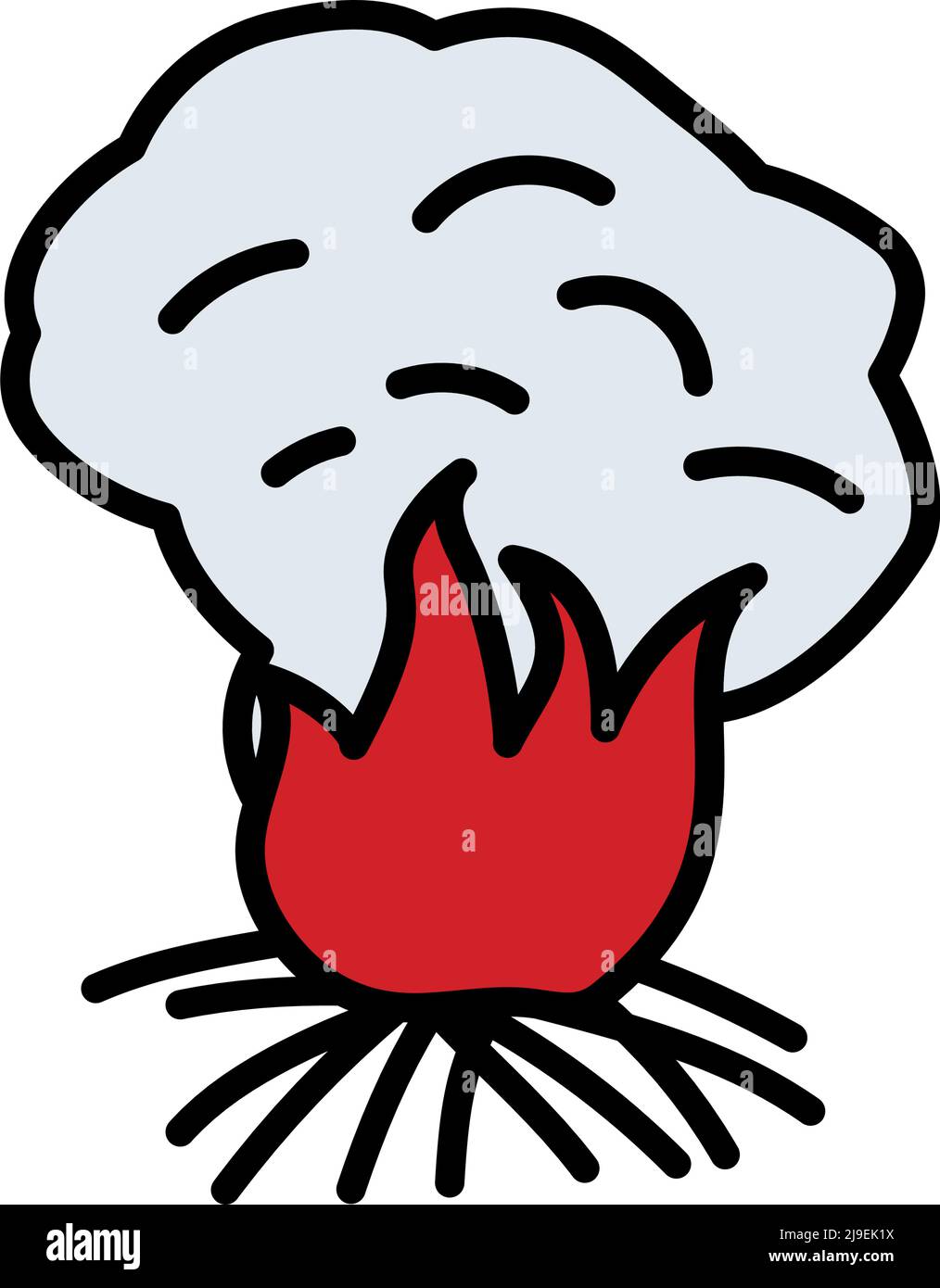 Sesonal Grass Burning Icon. Editable Bold Outline With Color Fill ...