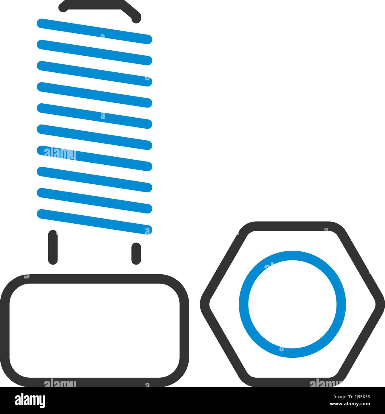 Icon Of Bolt And Nut. Editable Bold Outline With Color Fill Design ...