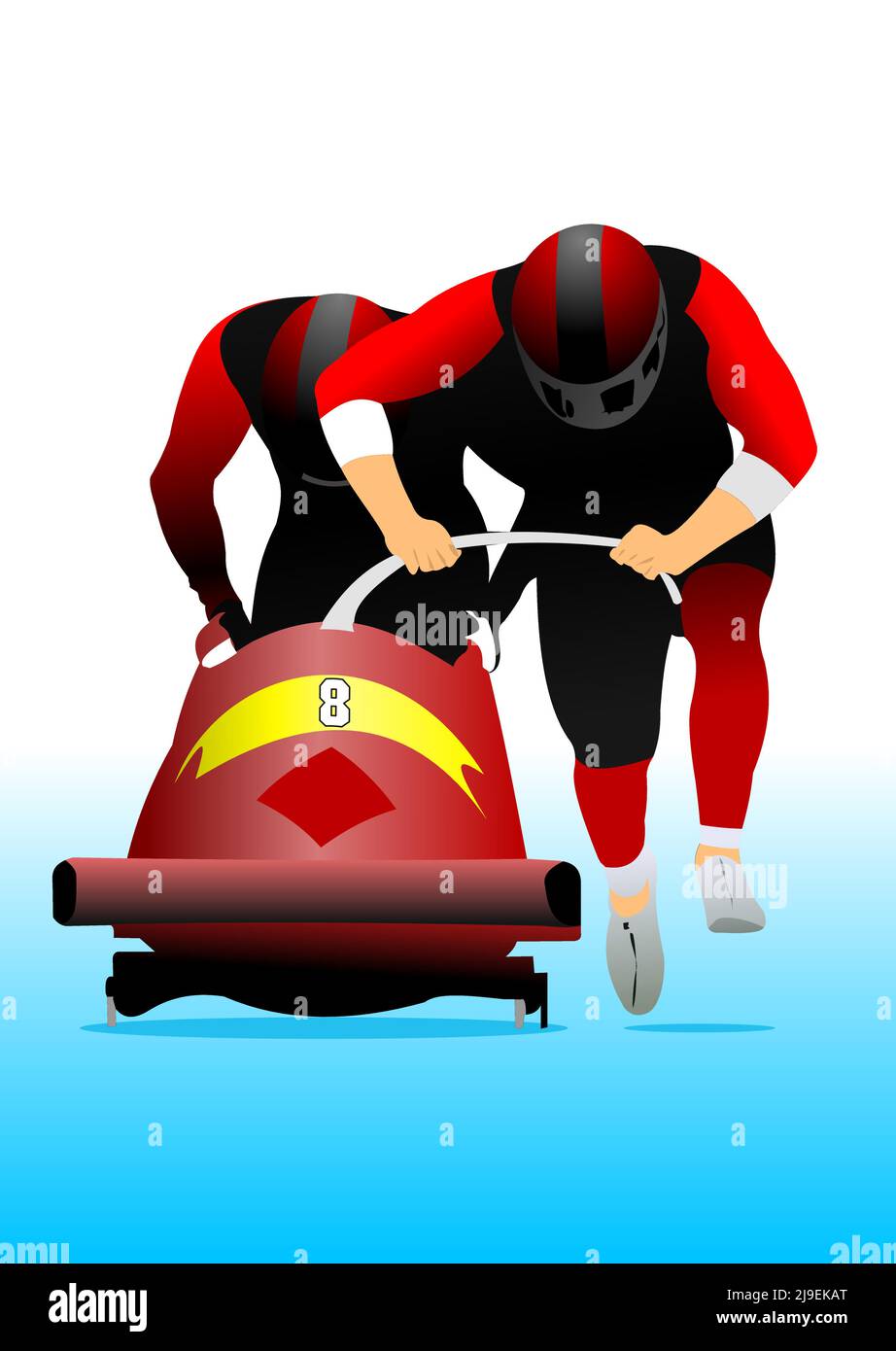 Two men team bobsleigh. 3d vector color illustration Stock Vector Image ...