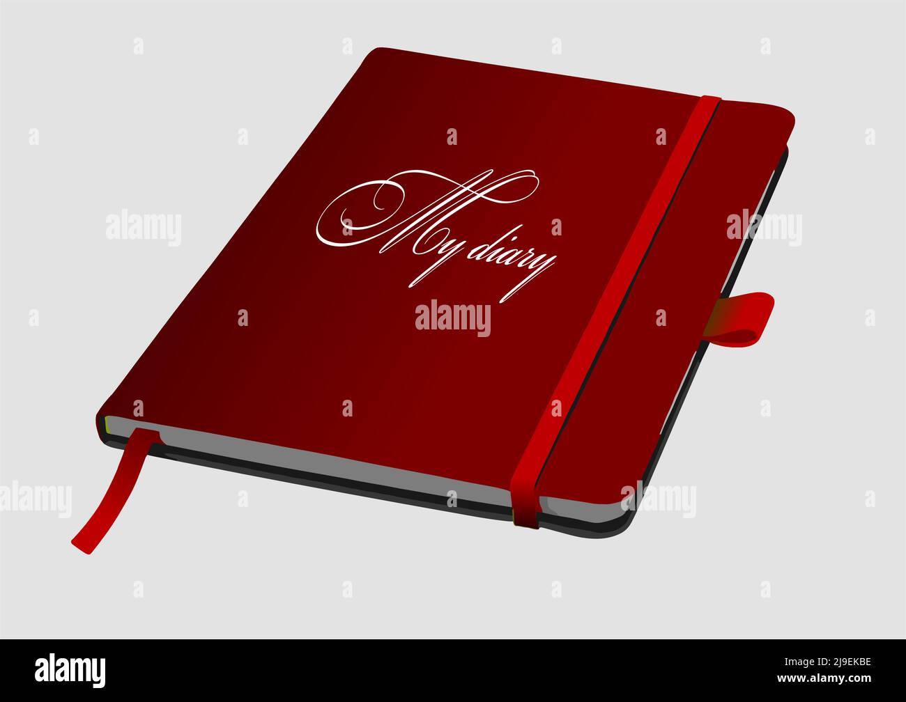 Dark red Notepad. Diary. Color vector 3d illustration Stock Vector ...