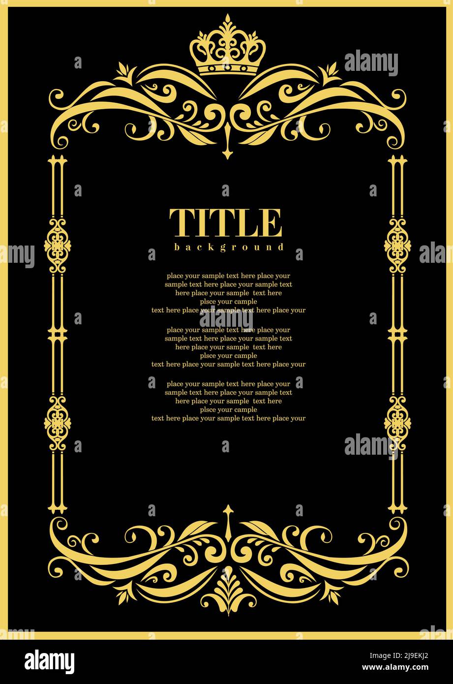 Old Book Cover with Golden Decorative Vintage Frame and Name. Vector ...