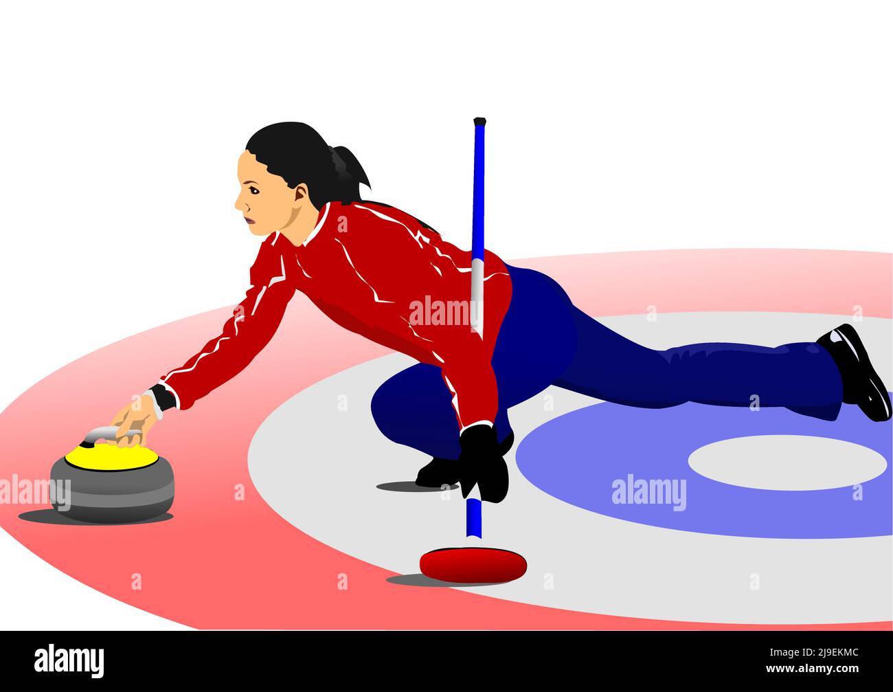 Curling Women. 3d vector color illustration Stock Vector Image & Art ...