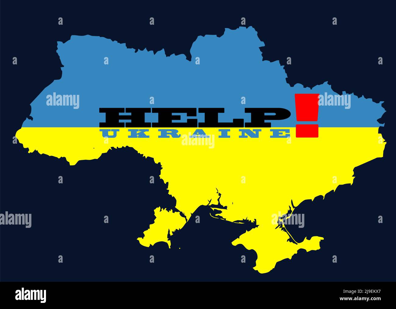 Ukrainian map and help Ukraine text. Color vector illustration Stock ...