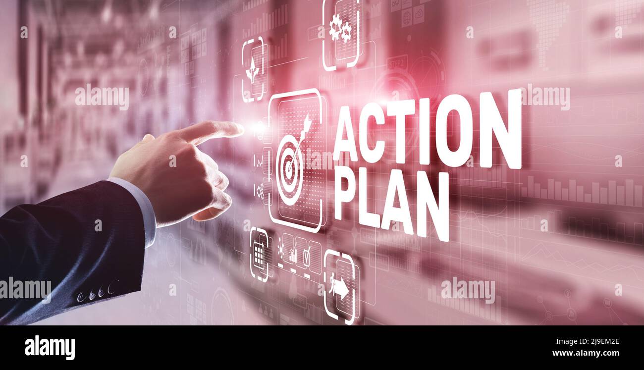 Business Action Plan strategy concept on virtual screen. Time ...