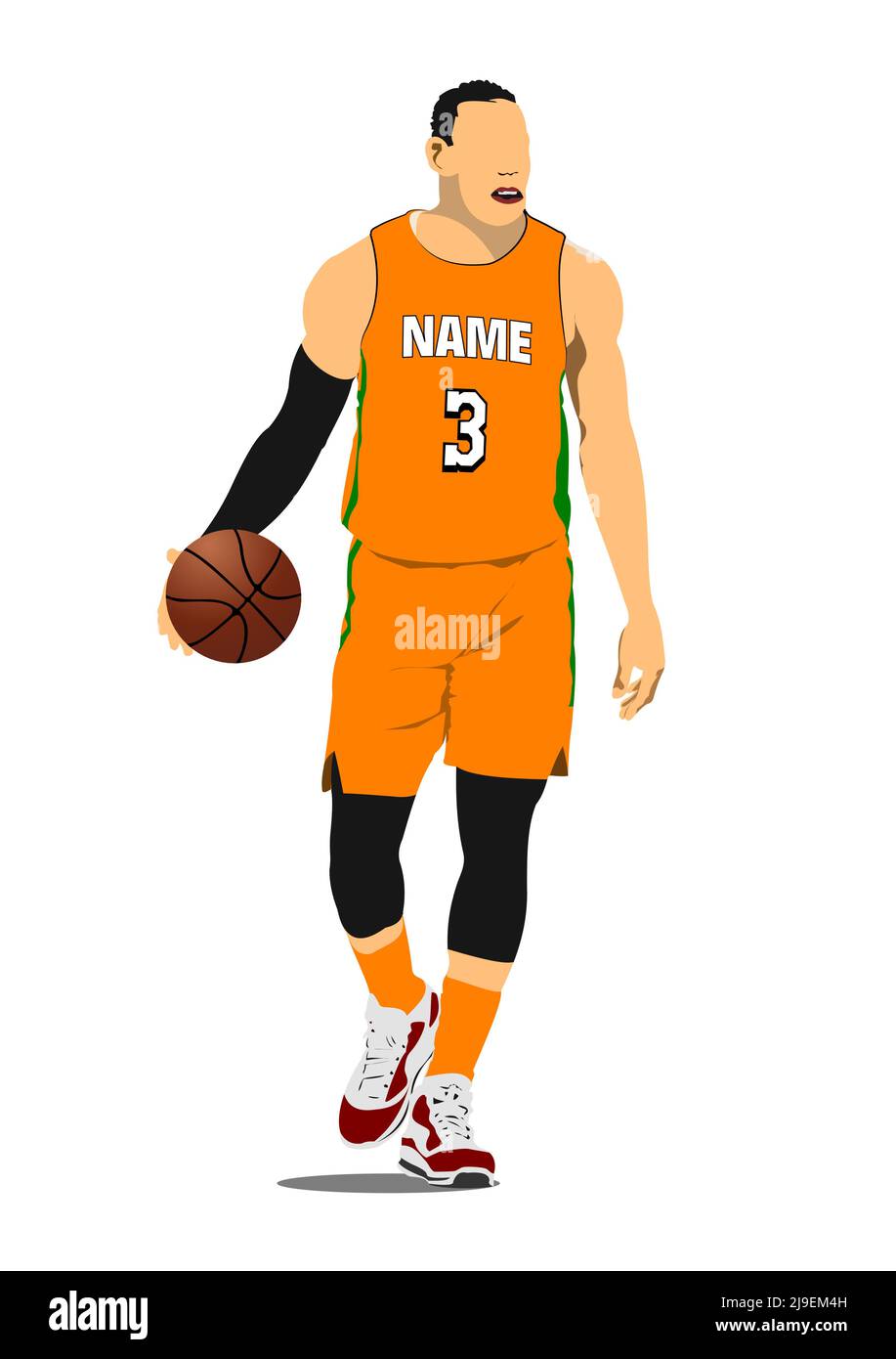 Basketball player silhouettes. Colored Vector 3d illustration for ...