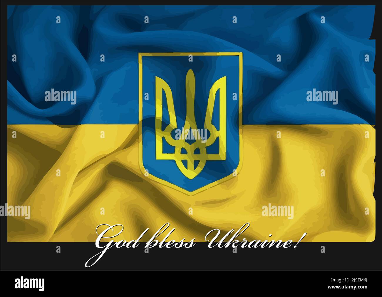 Ukrainian flag and text God bless Ukraine. Color vector illustration ...