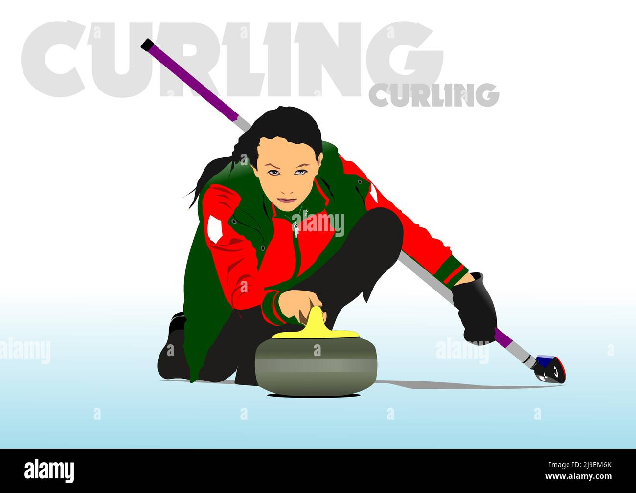Curling Women. 3d vector color illustration Stock Vector Image & Art ...
