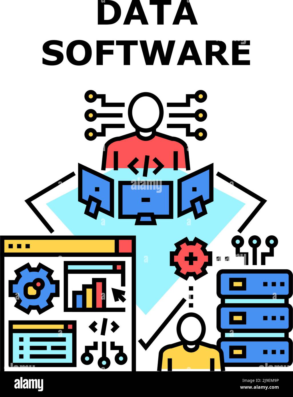 Data Software Vector Concept Color Illustration Stock Vector Image ...