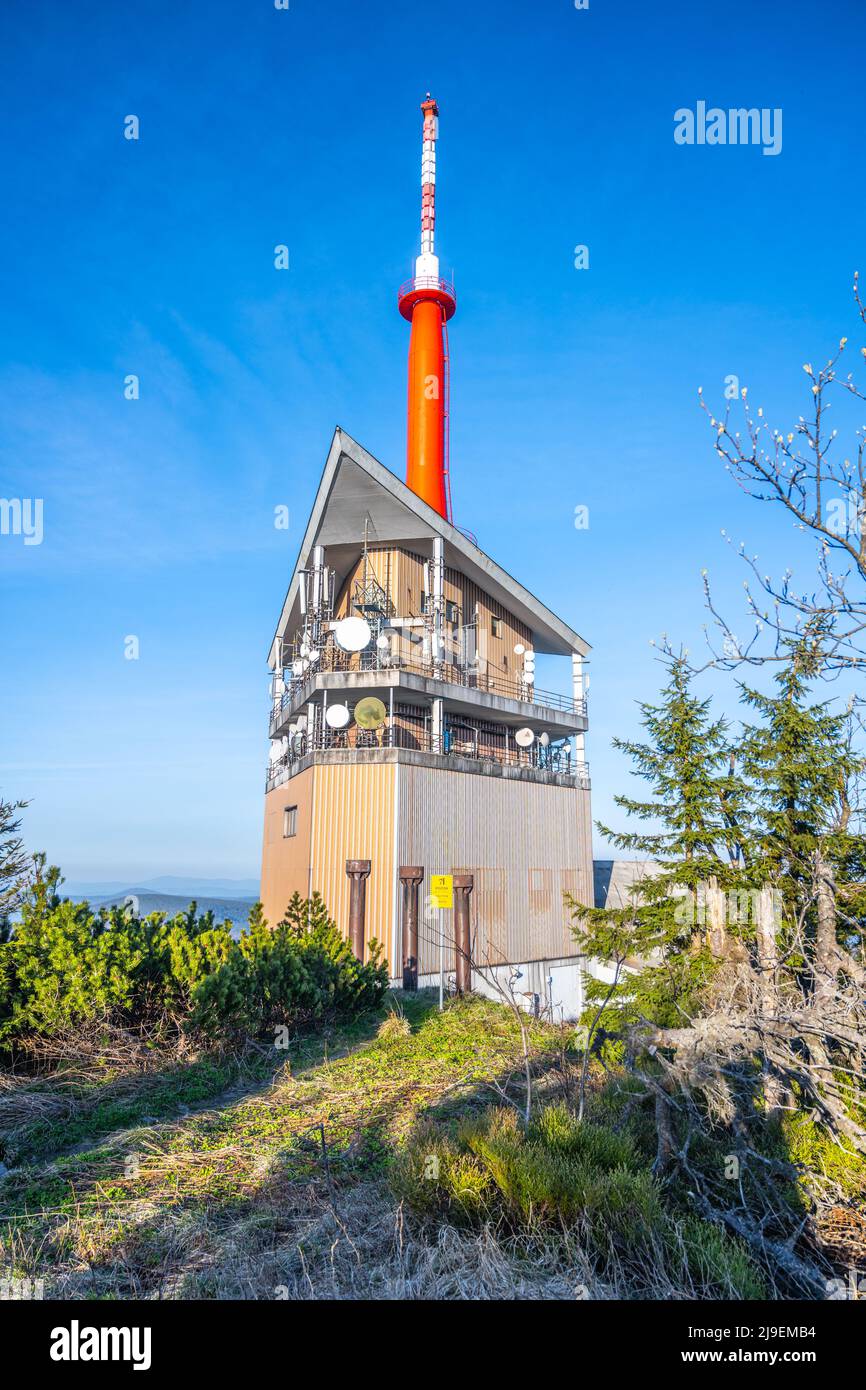 TV transmitter tower at the top of Lysa Mountain Stock Photo - Alamy