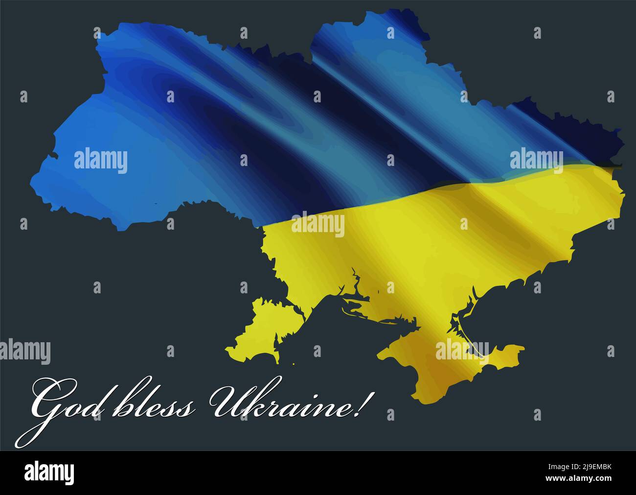 Ukrainian flag and text God bless Ukraine. Color vector illustration ...