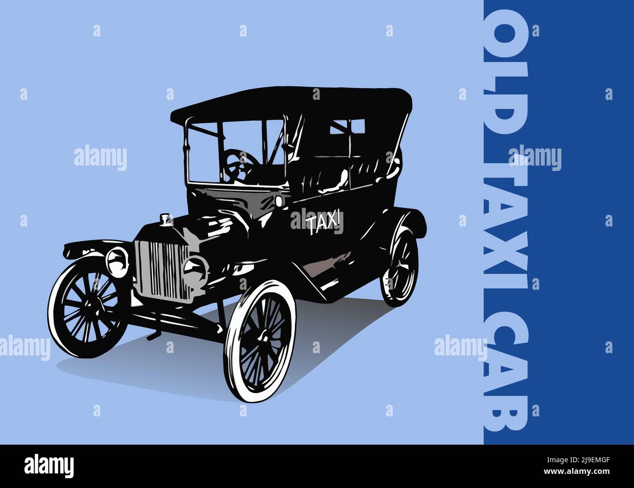 Old London Taxi Cab. Black and White vector illustration Stock Vector ...