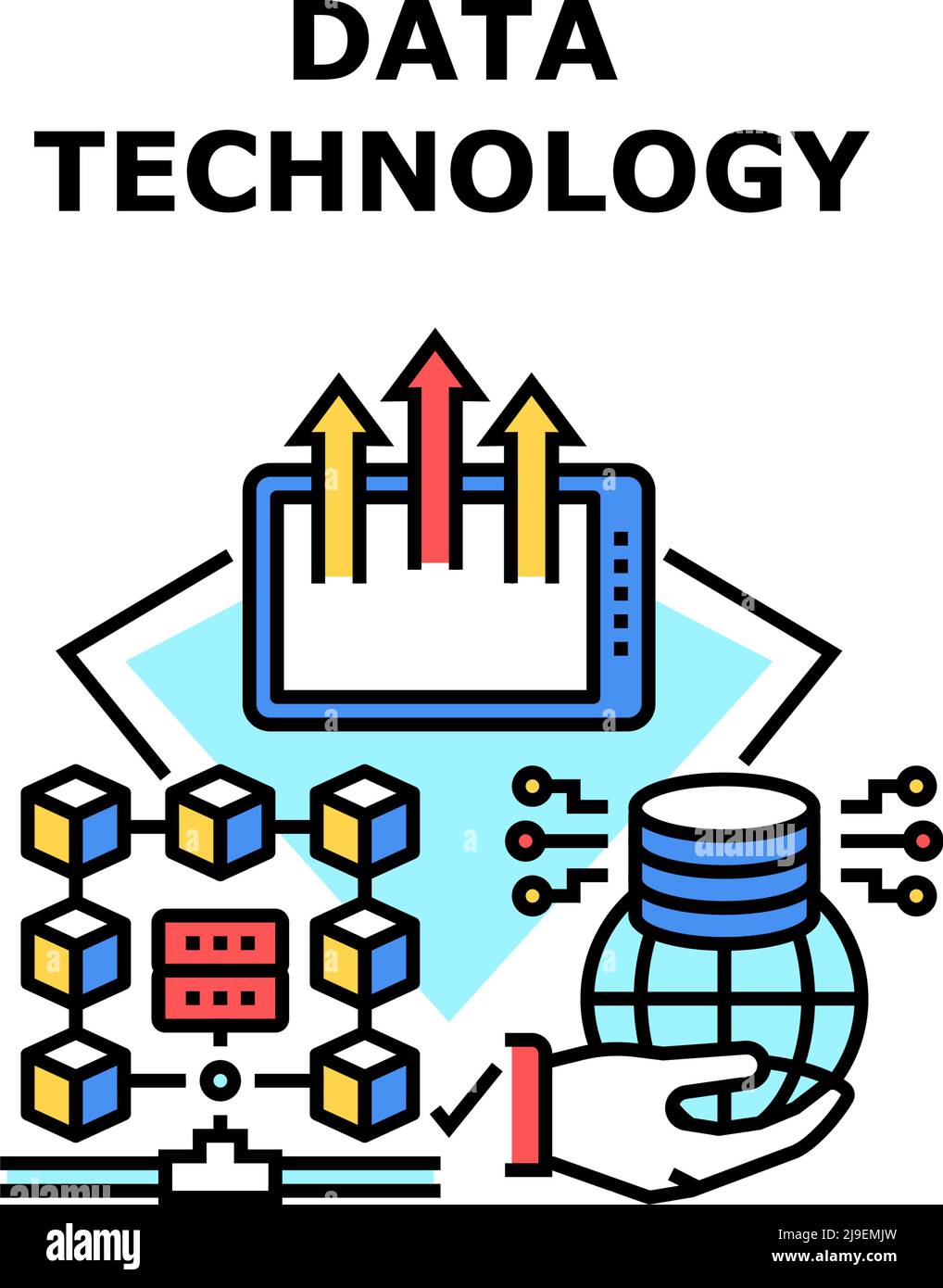 Data Technology Vector Concept Color Illustration Stock Vector Image ...