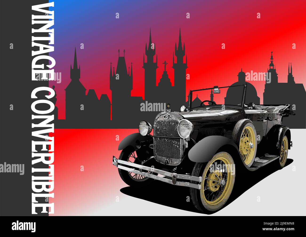 Old rarity car on city background. Vector 3d illustration Stock Vector ...