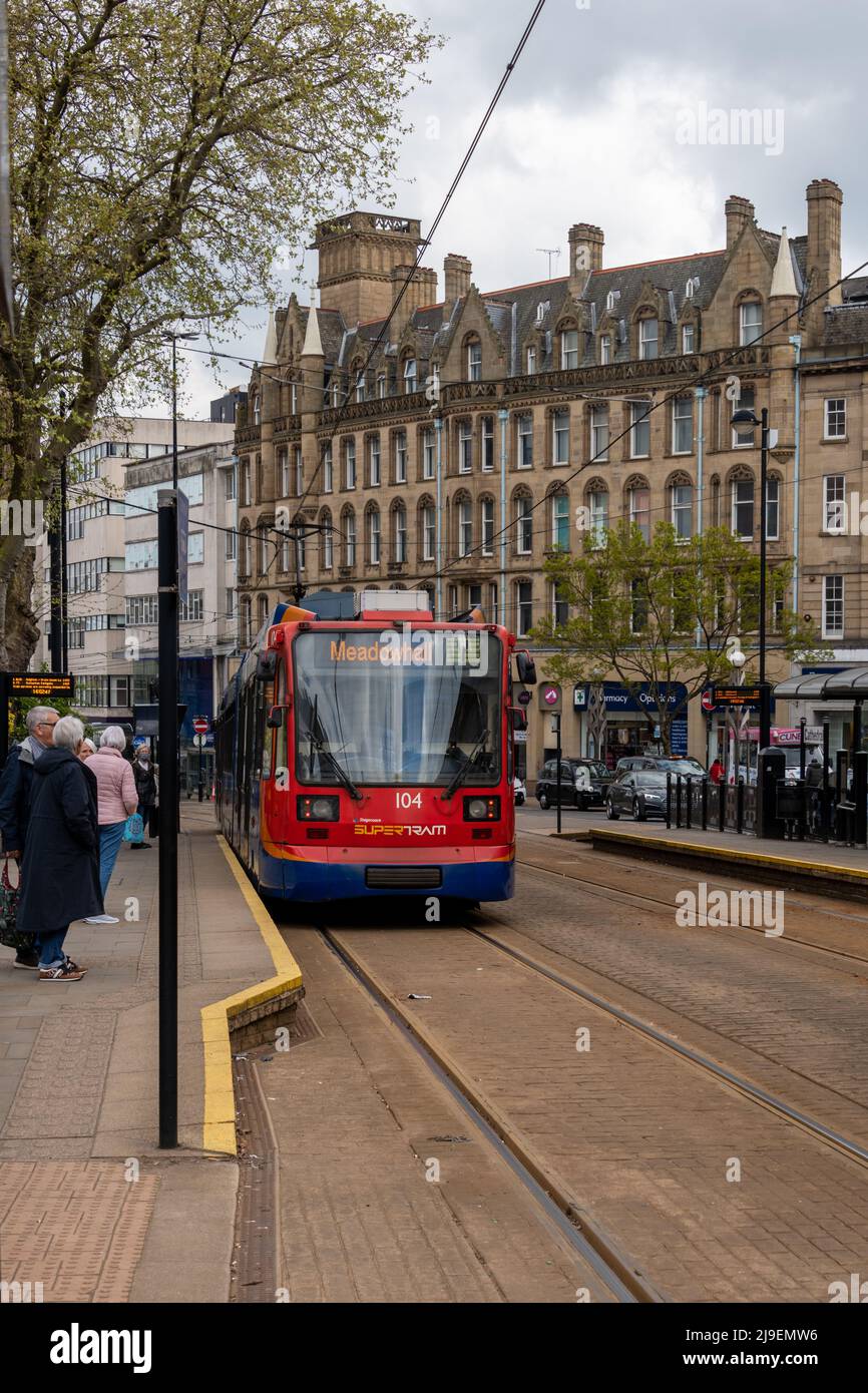 Sheffield Tram in City Centre Stock Photo - Alamy