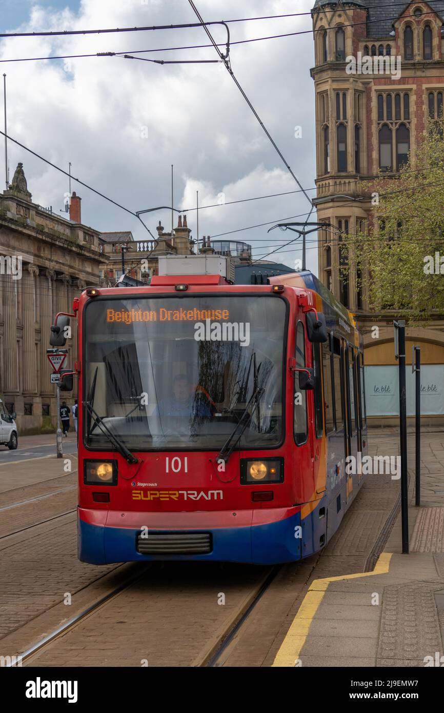 Sheffield Tram in City Centre Stock Photo - Alamy