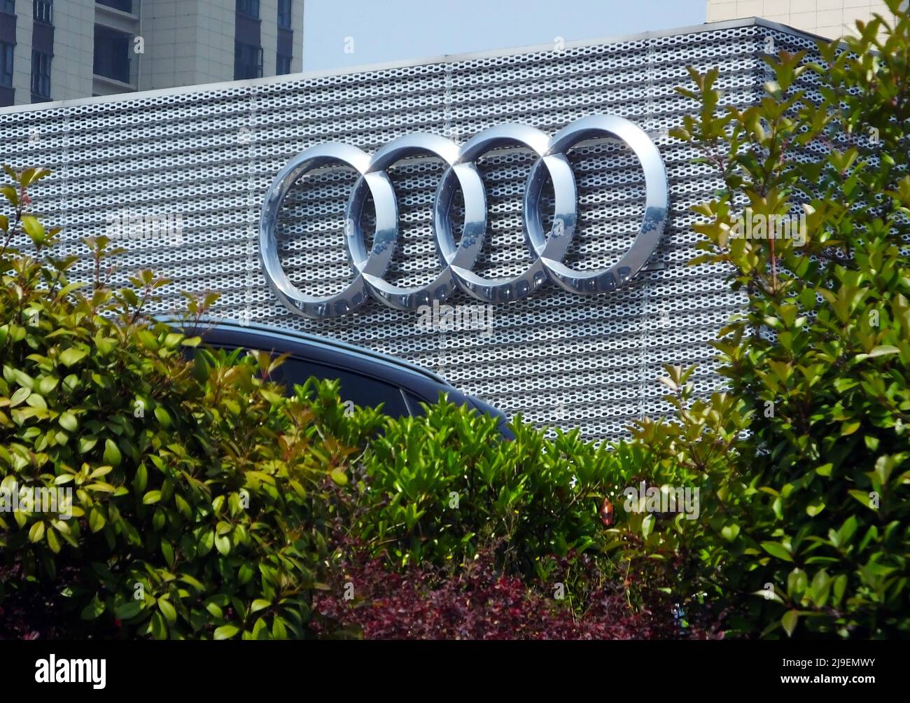 YICHANG, CHINA - MAY 23, 2022 - A sign of faW-Volkswagen Audi 4S store ...