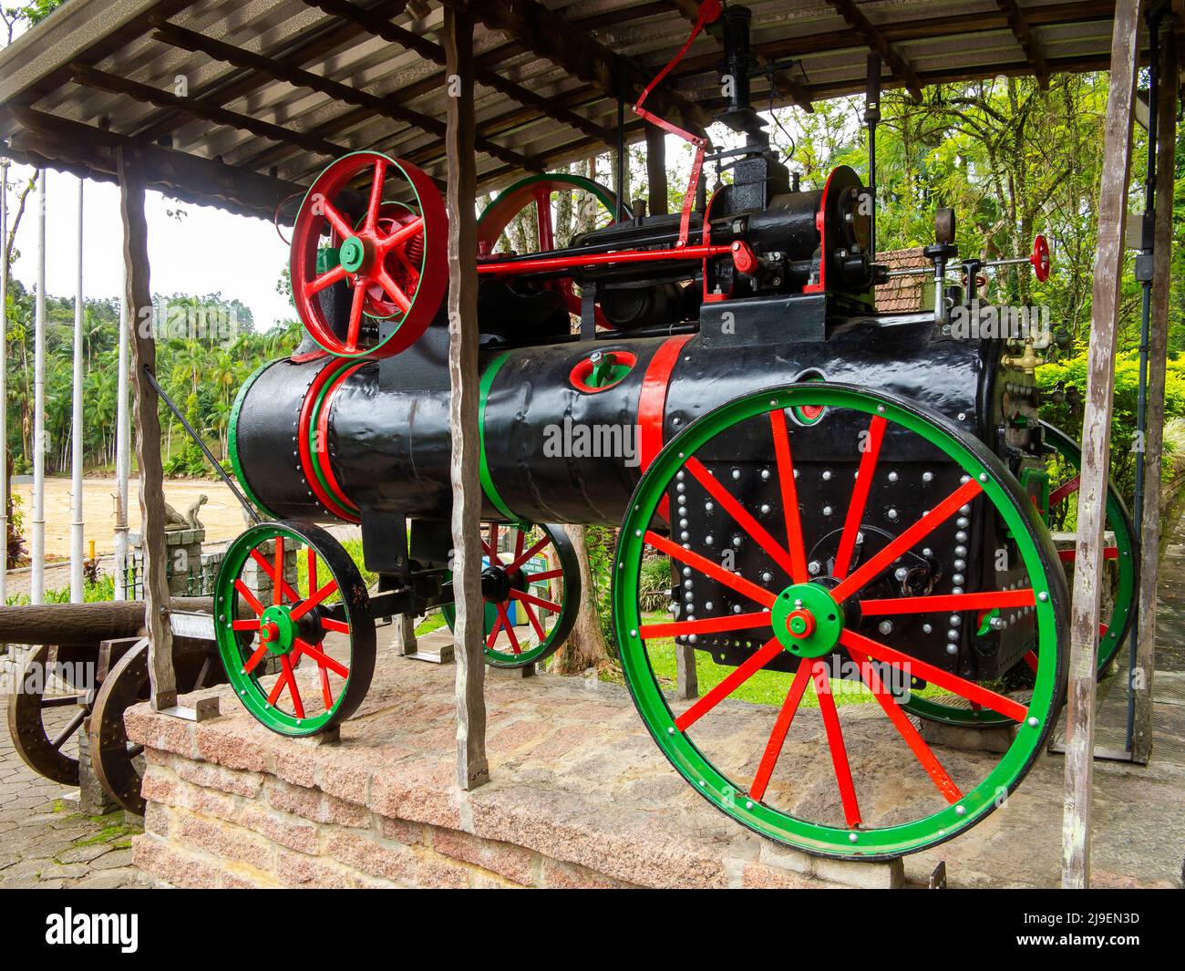 Old mean of transport on display at Malwee Park at Jaraguá do Sul town ...