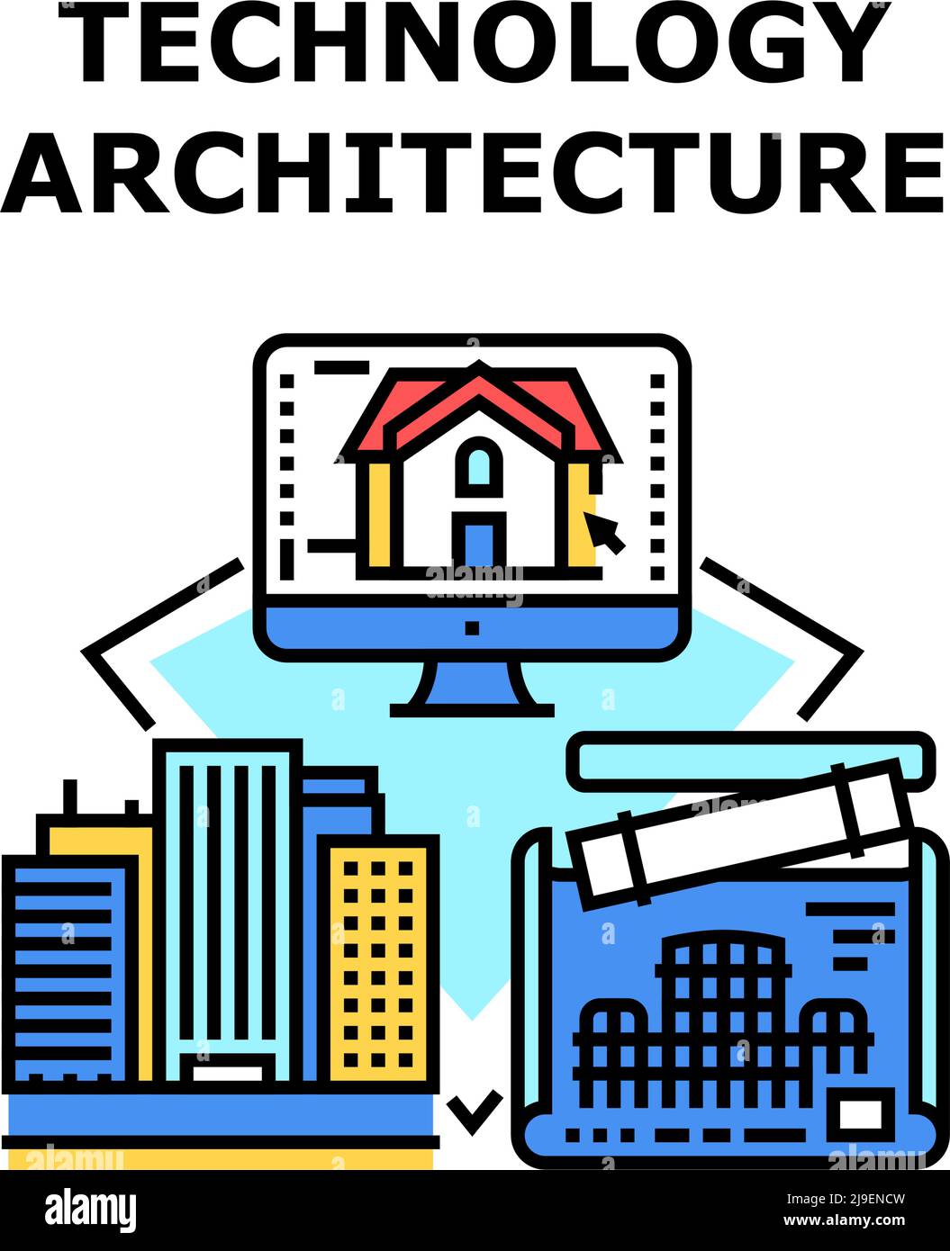 Technology Architecture Vector Color Illustration Stock Vector Image ...