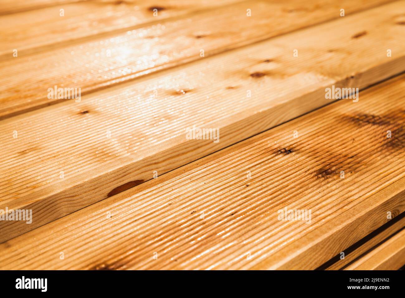 Larch deck boards flooring, close up outdoor photo Stock Photo - Alamy