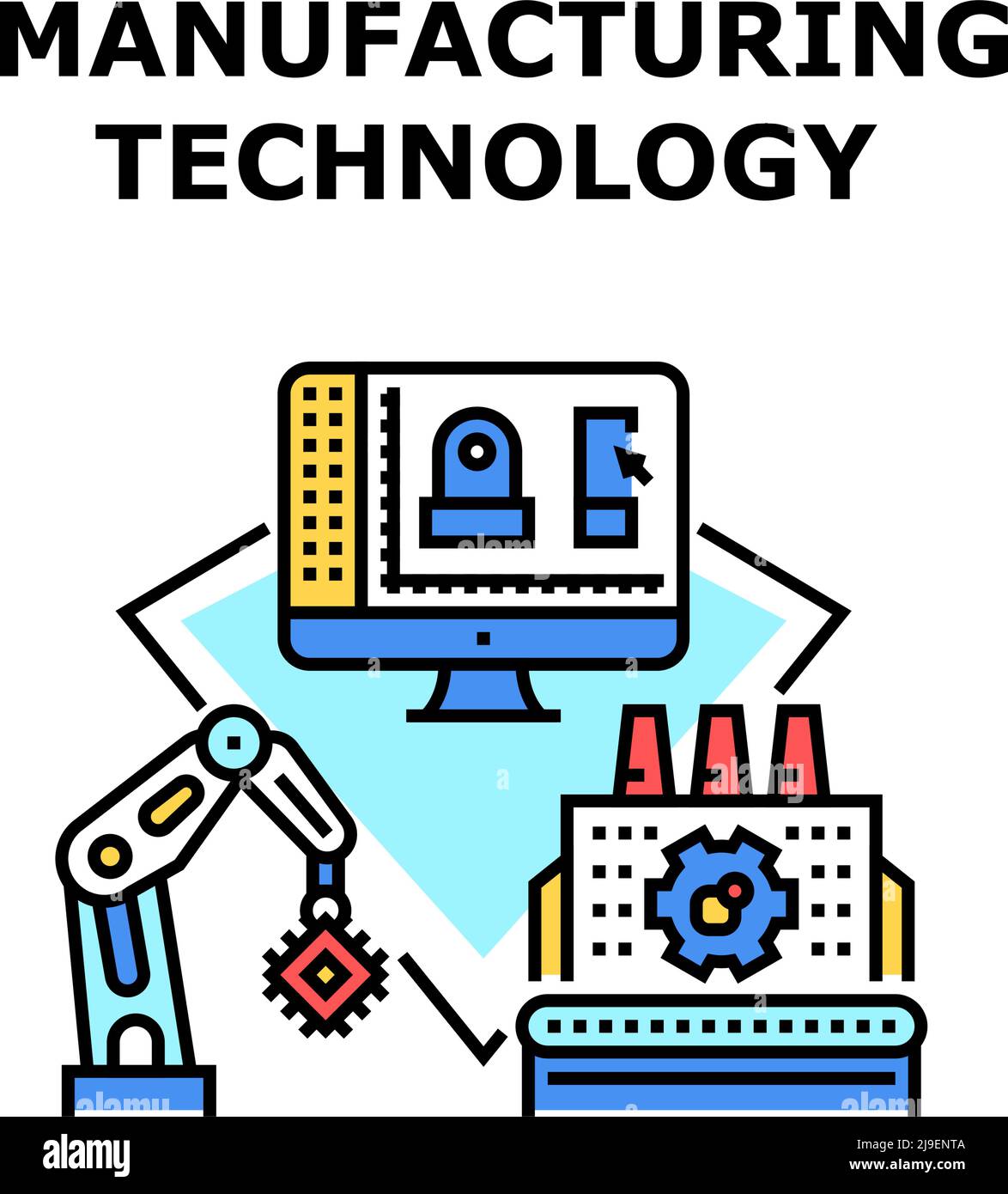 Manufacturing Technology Vector Color Illustration Stock Vector Image ...