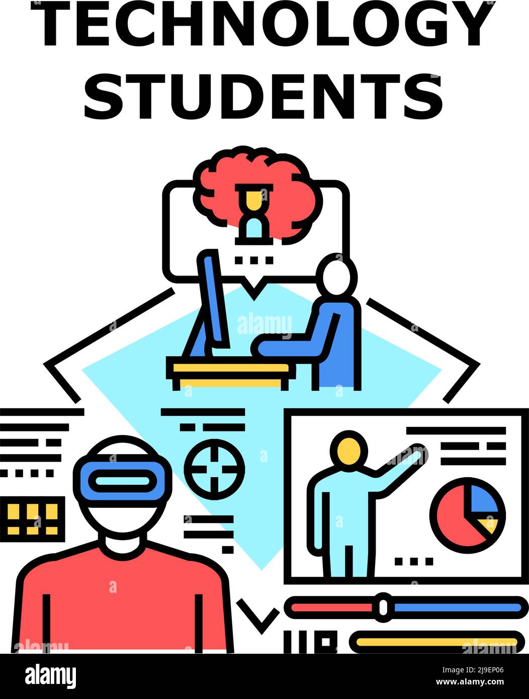 Students Technology Vector Concept Illustration Stock Vector Image ...