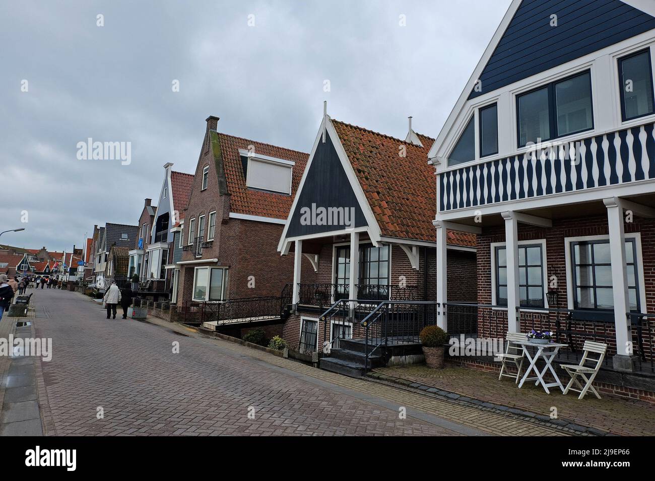 Exterior design and decoration at Volendam fishing village, old boats ...