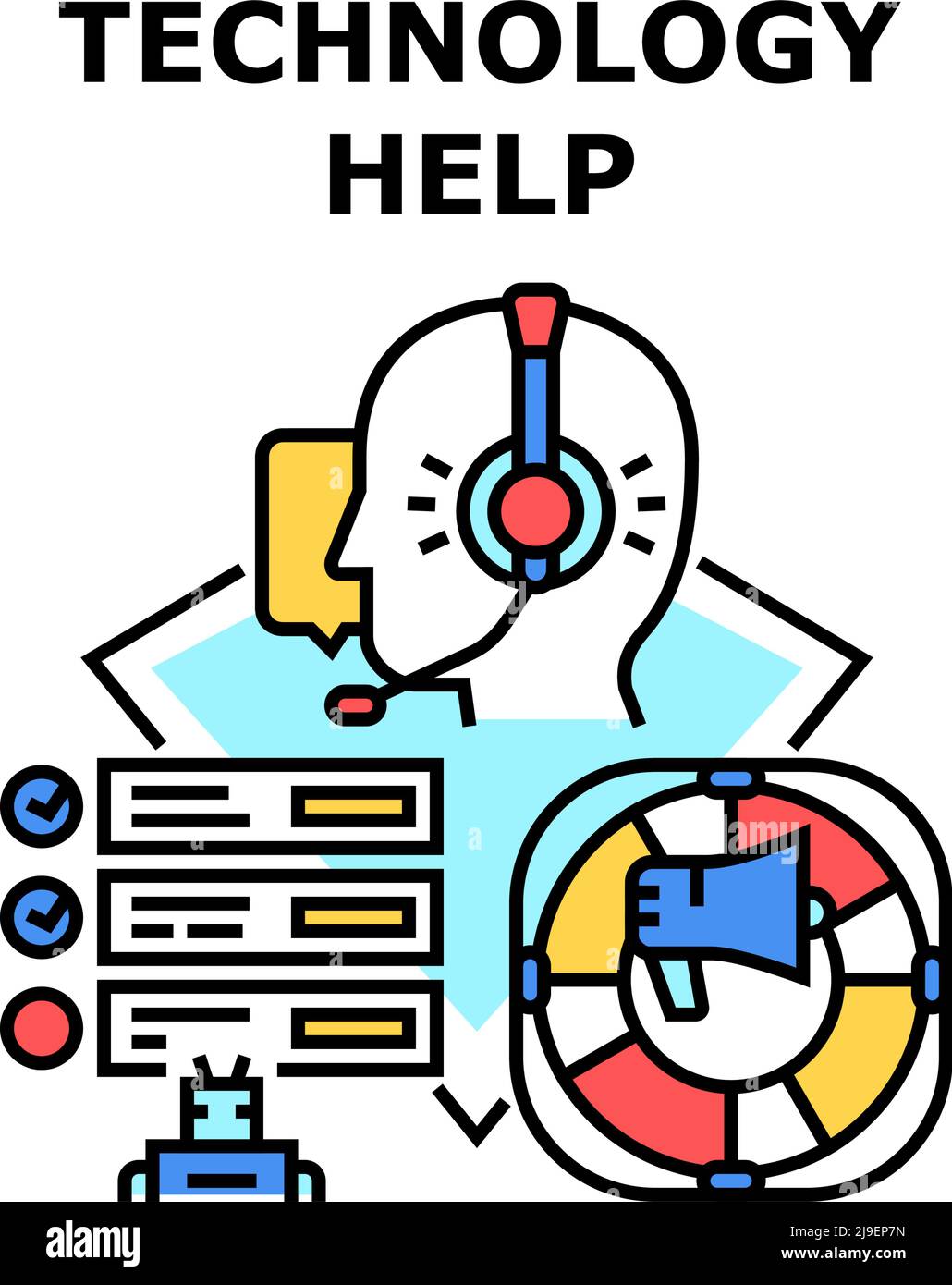 Help Technology Vector Concept Color Illustration Stock Vector Image ...