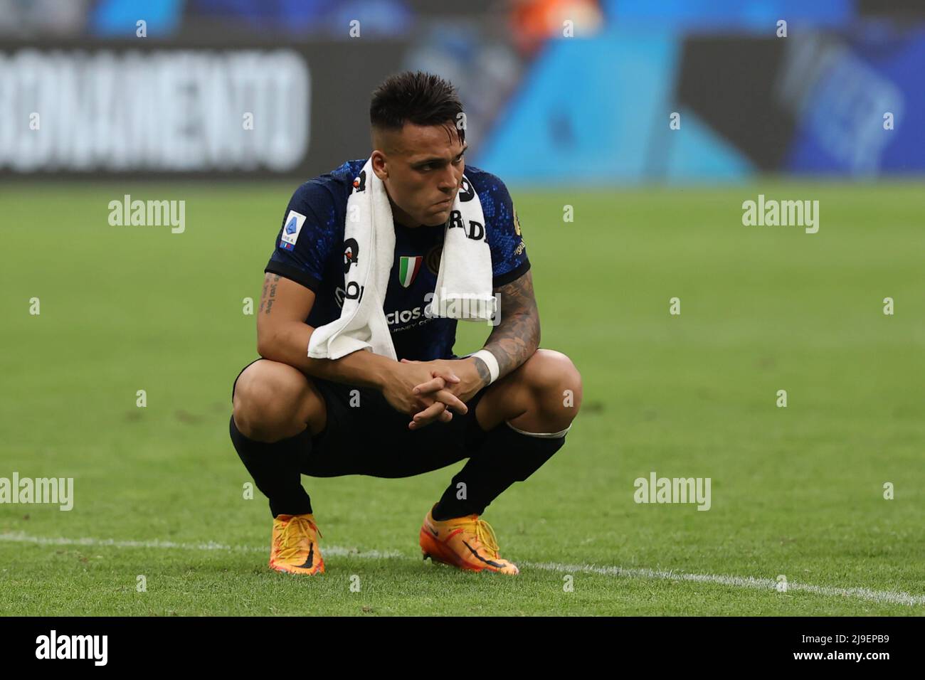 Lautaro Martinez of FC Internazionale crying during the Serie A 2021/22 ...