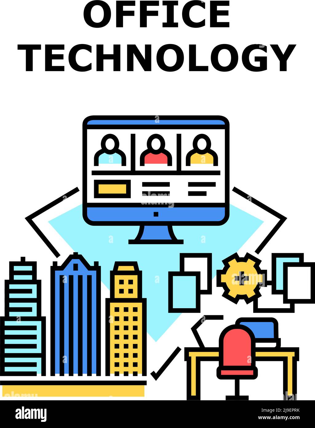 Office Technology Vector Concept Color Illustration Stock Vector Image ...