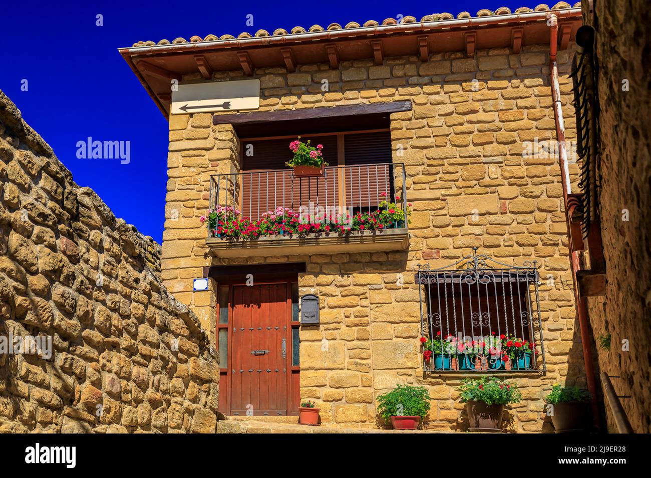 Old stone houses and narrow cobblestone streets in a picturesque ...