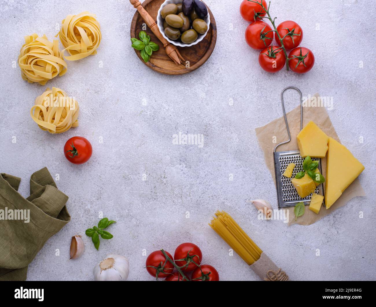 Italian food cooking background with pasta Stock Photo - Alamy