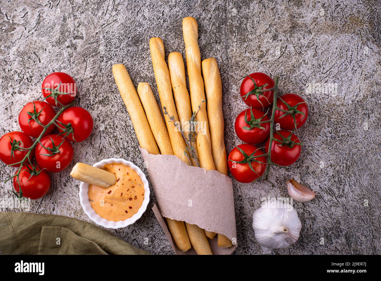 Italian grissini, traditional appetizer breadstick Stock Photo - Alamy