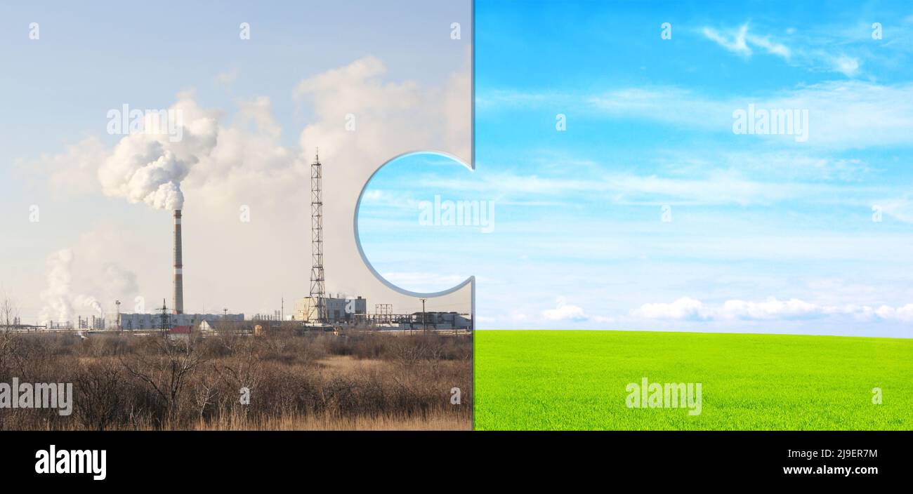 Ecology, nature, pollution, and clean energy concept. Environmental ...