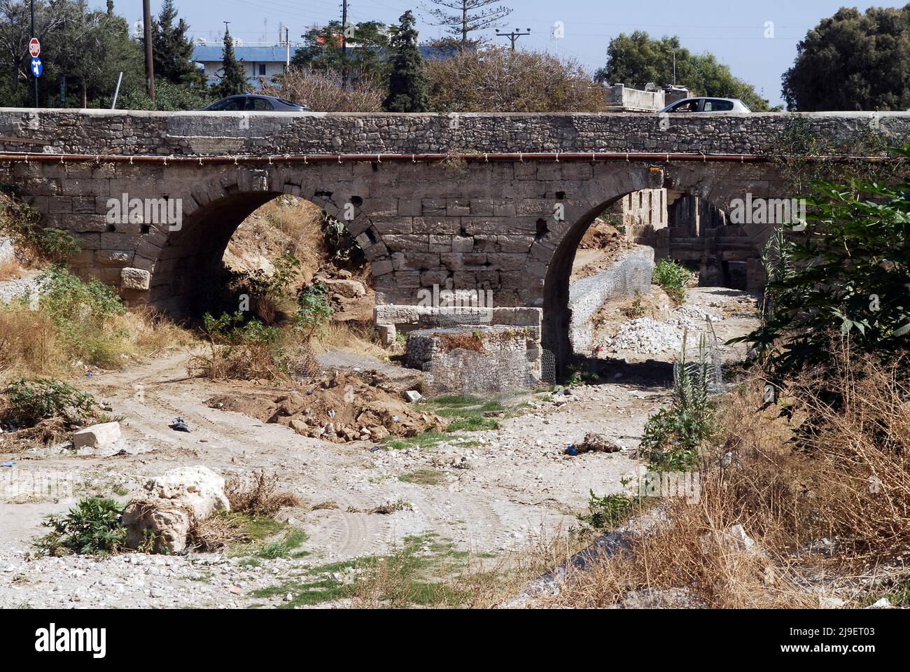 Greece, Dodecanese, Rhodes island Ancient stone bridge in the city of ...