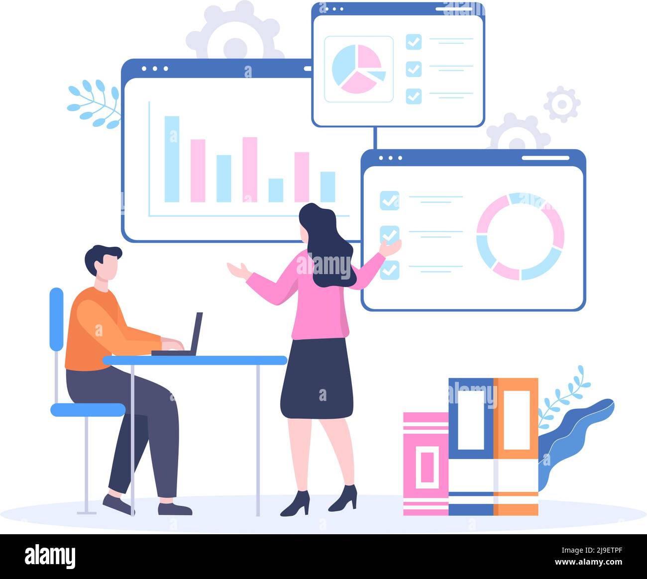 Business Workflow Organization and Management Design Illustration with ...