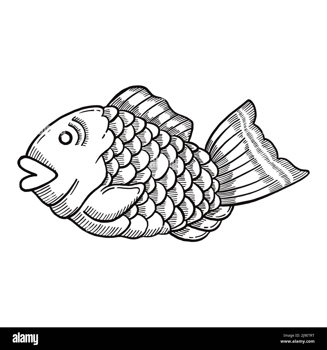 taiyaki fish japan or japanese traditional food doodle hand drawn ...